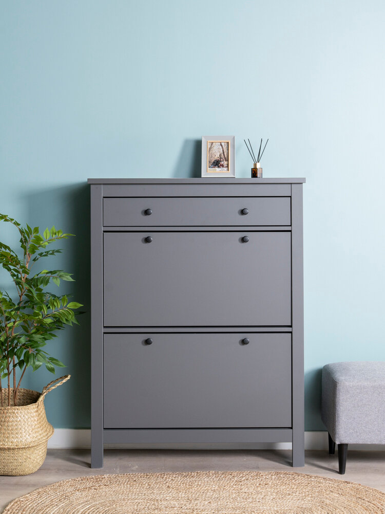 Тумба для обуви ГУД лакк Сага, ЛДСП, МДФ, матовая, 92х122 цвет серый