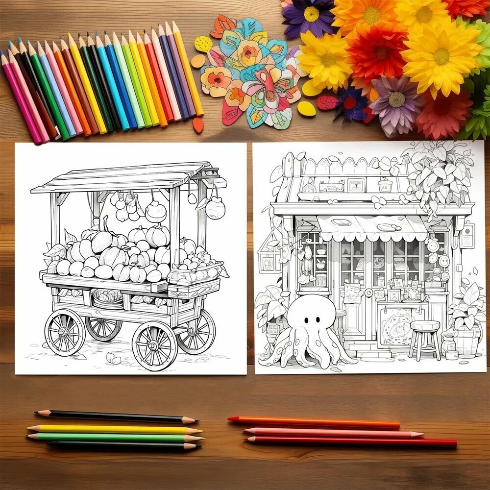 Книжка-раскраска Архитектура темы, Альбом для рисования Архитектура, высокое качество Книга каракулей20 см*20 см, подходит для раскрашивания как взрослыми, так и детьми