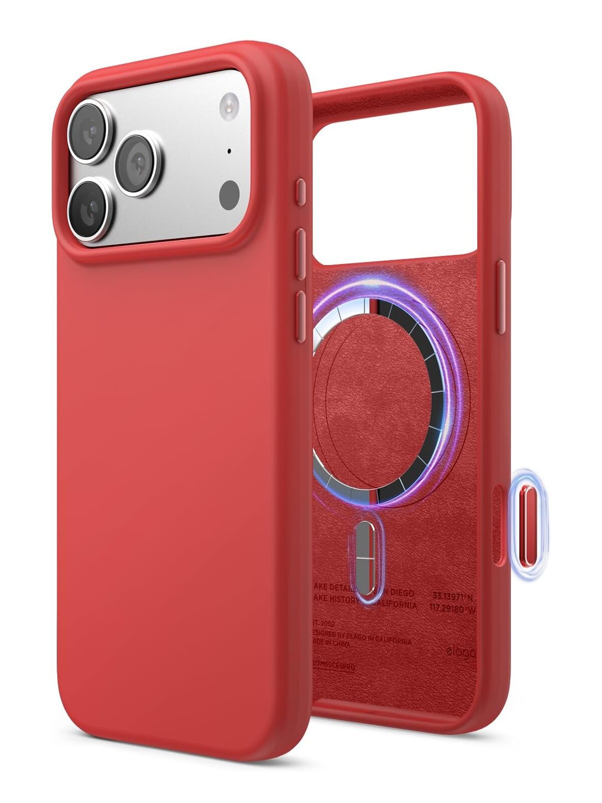 Elago силиконовый чехол для iPhone 17 Pro Max, Magnetic Silicone Red (MagSafe)