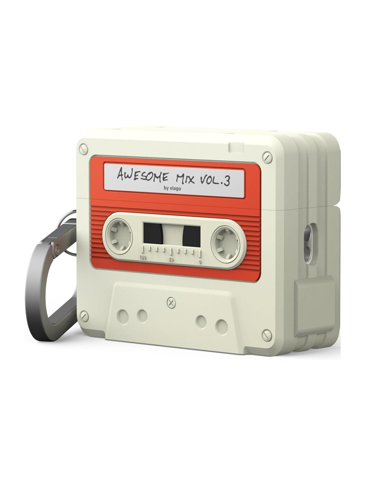 Elago чехол с карабином для AirPods Pro 3, Unique Cassette Tape Hang case, White/Red