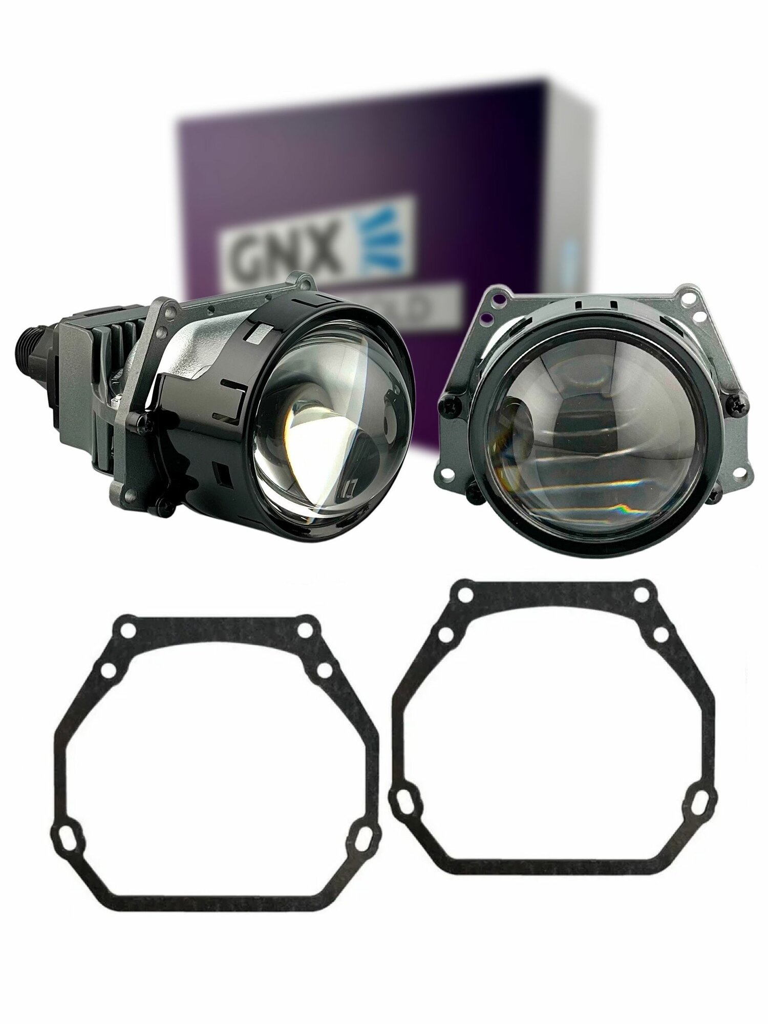 Bi Led линзы 6000k для Москвич 3 2022-2025 (Галоген фары) / Билед / светодиодные 2 чипа, 3 дюйма / комплект с переходными рамками