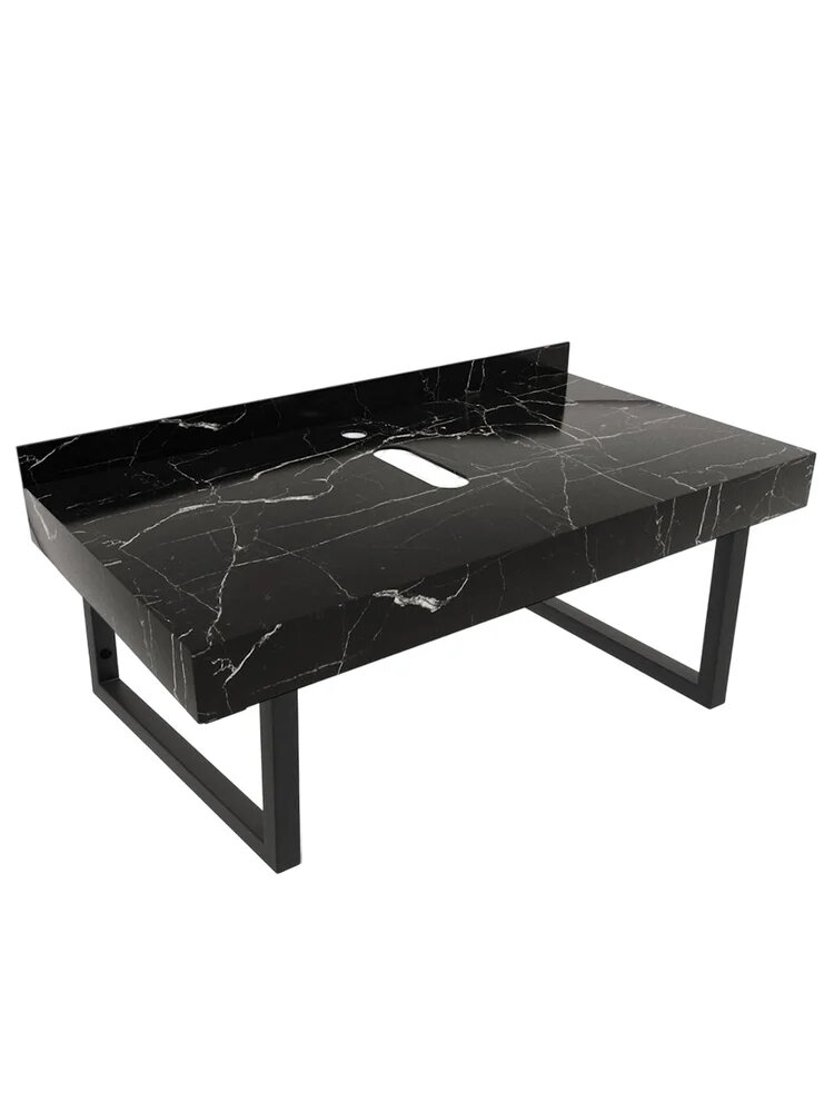 Столешница в ванную под раковину Teymi Helmi 90 черный мрамор с черными кронштейнами