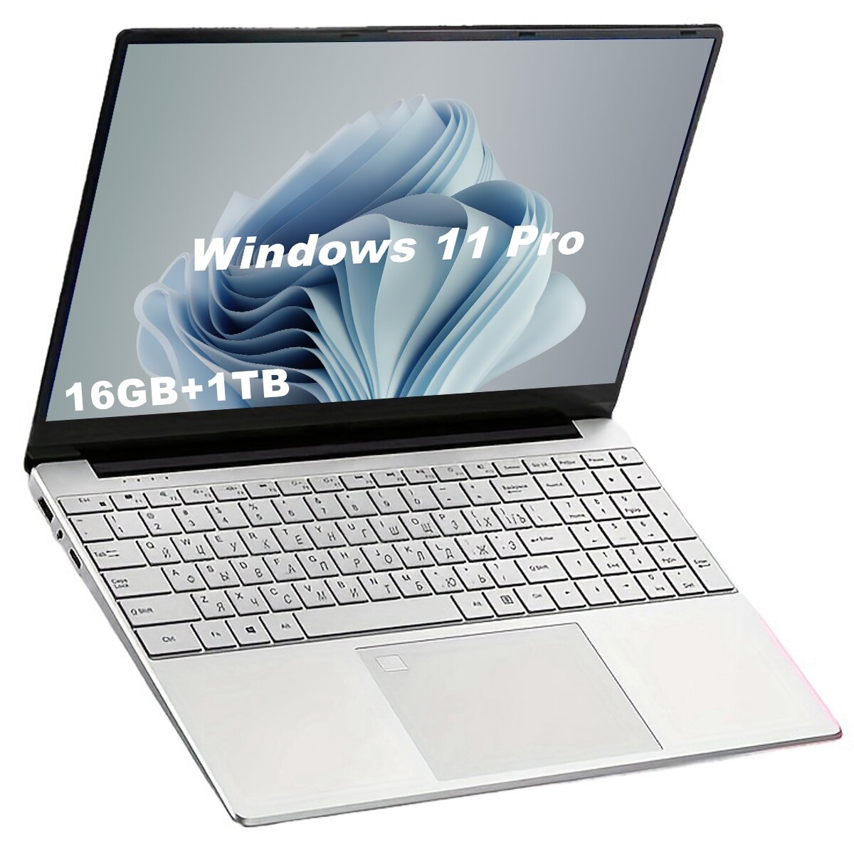 Серебристая Ноутбук JNMD 15.6" 16ГБ 1024 ГБ SSD обеспечат высокую скорость Система Windows 11 Pro Русская клавиатура