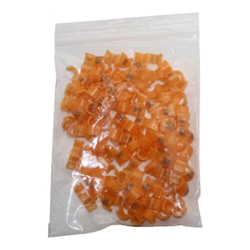 Кольца для попугаев пластиковые 100 шт Оранжевый, Inner diameter 3mm, Золотистый