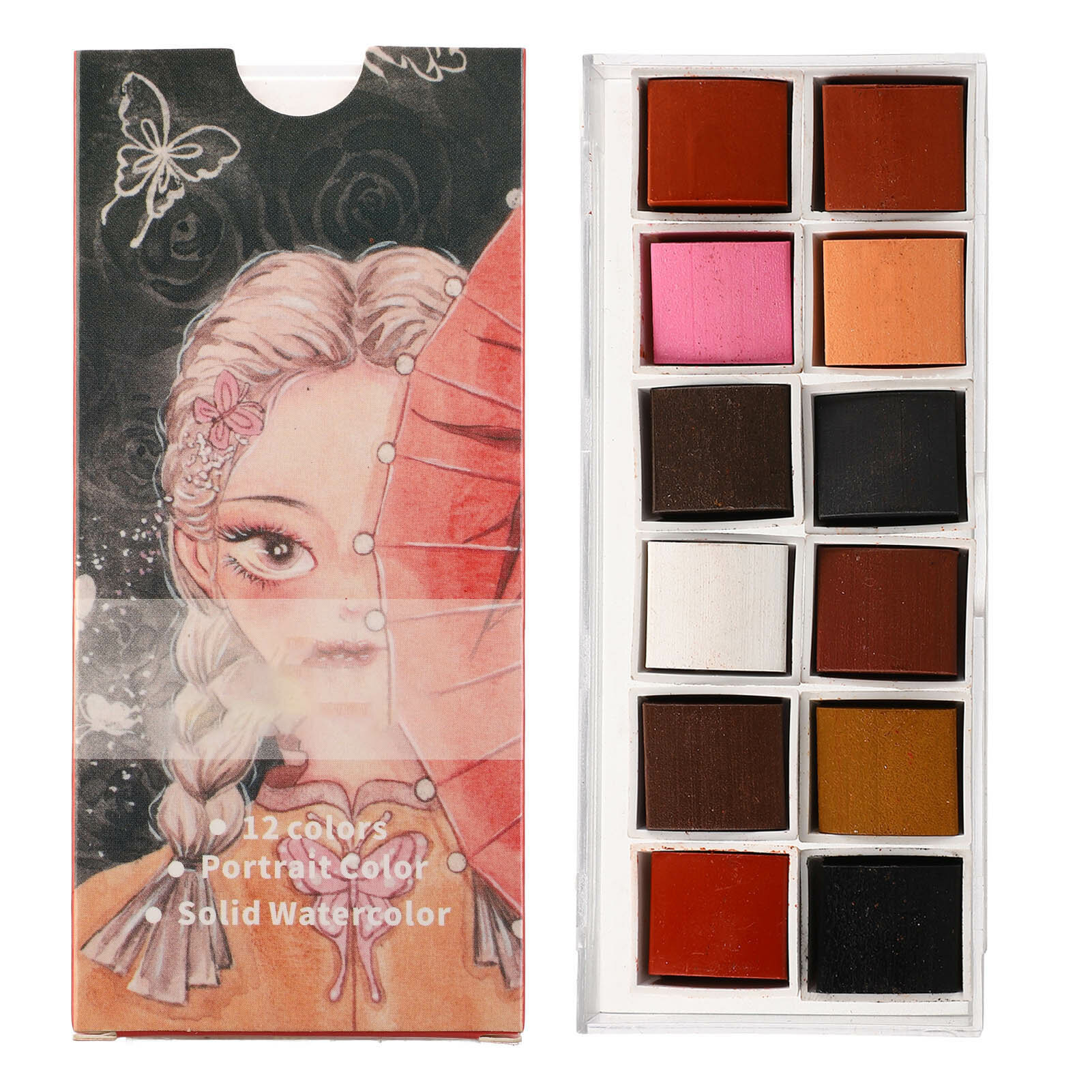 12 Colors Watercolor Paint Set Safe Nontoxic Easy Color Mixing High Transparency Water for Beginner Sketch