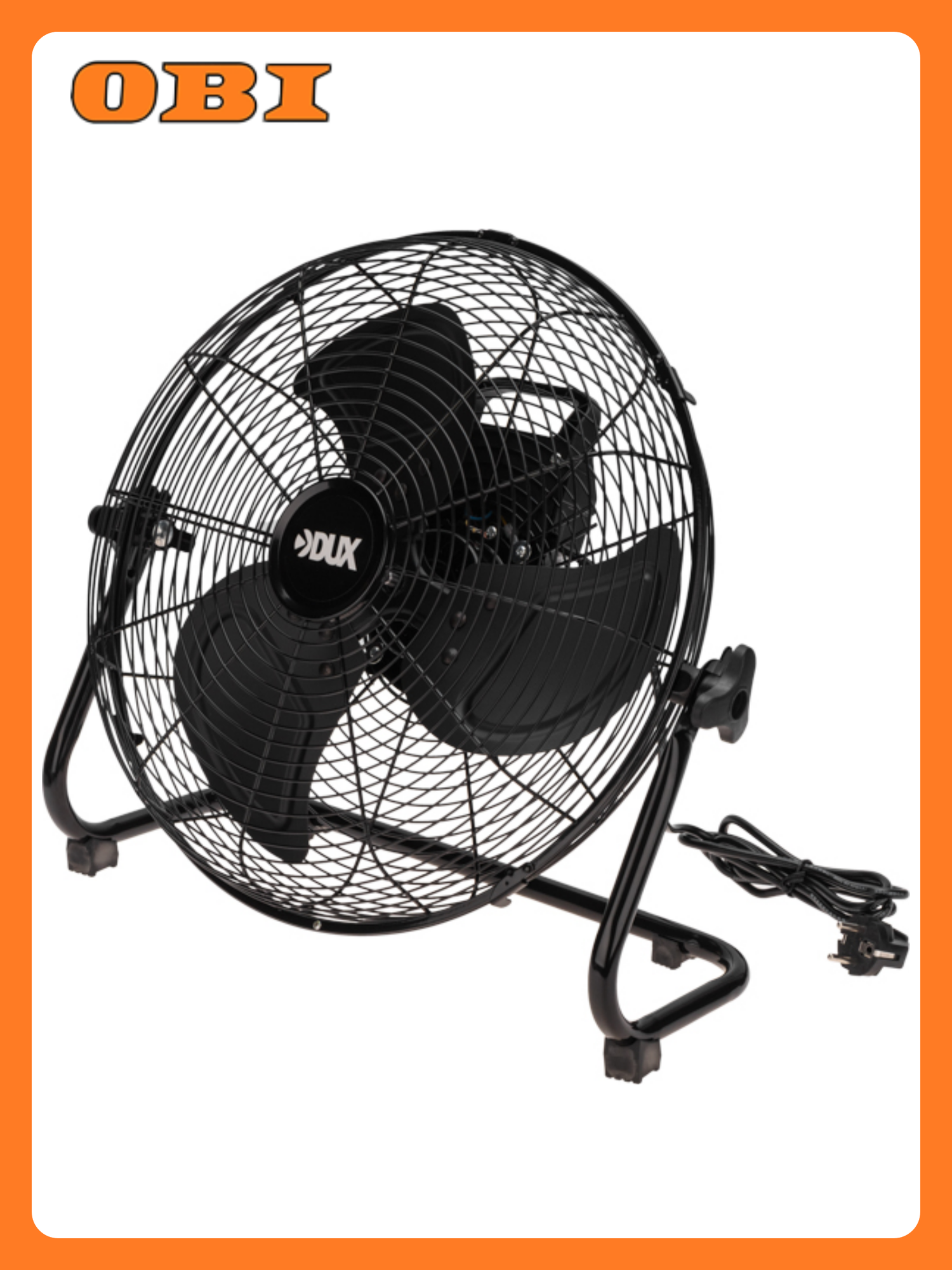 Вентилятор DUX DX-430, напольный, 3 скорости, алюминий, черный