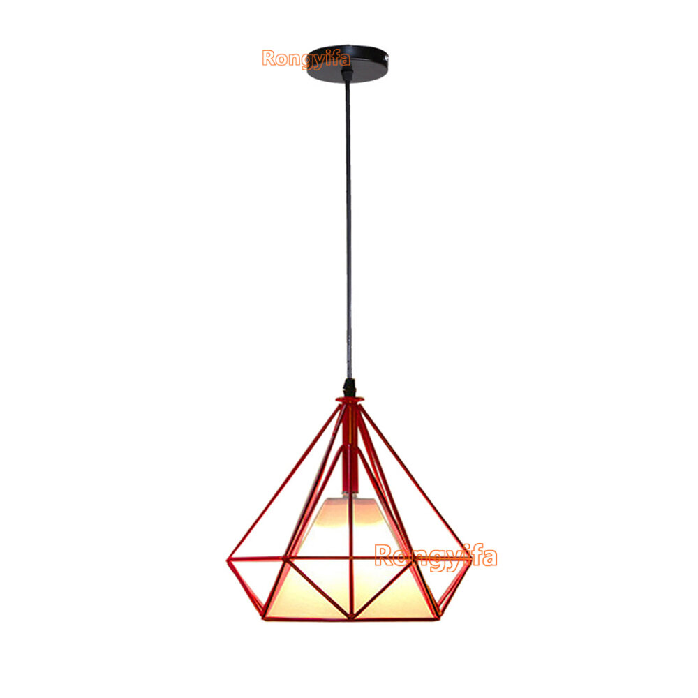 Ретро-люстра, креативная металлическая люстра E27, спальня, гостиная, кухня, столовая, красный, 25 см, 60 Вт