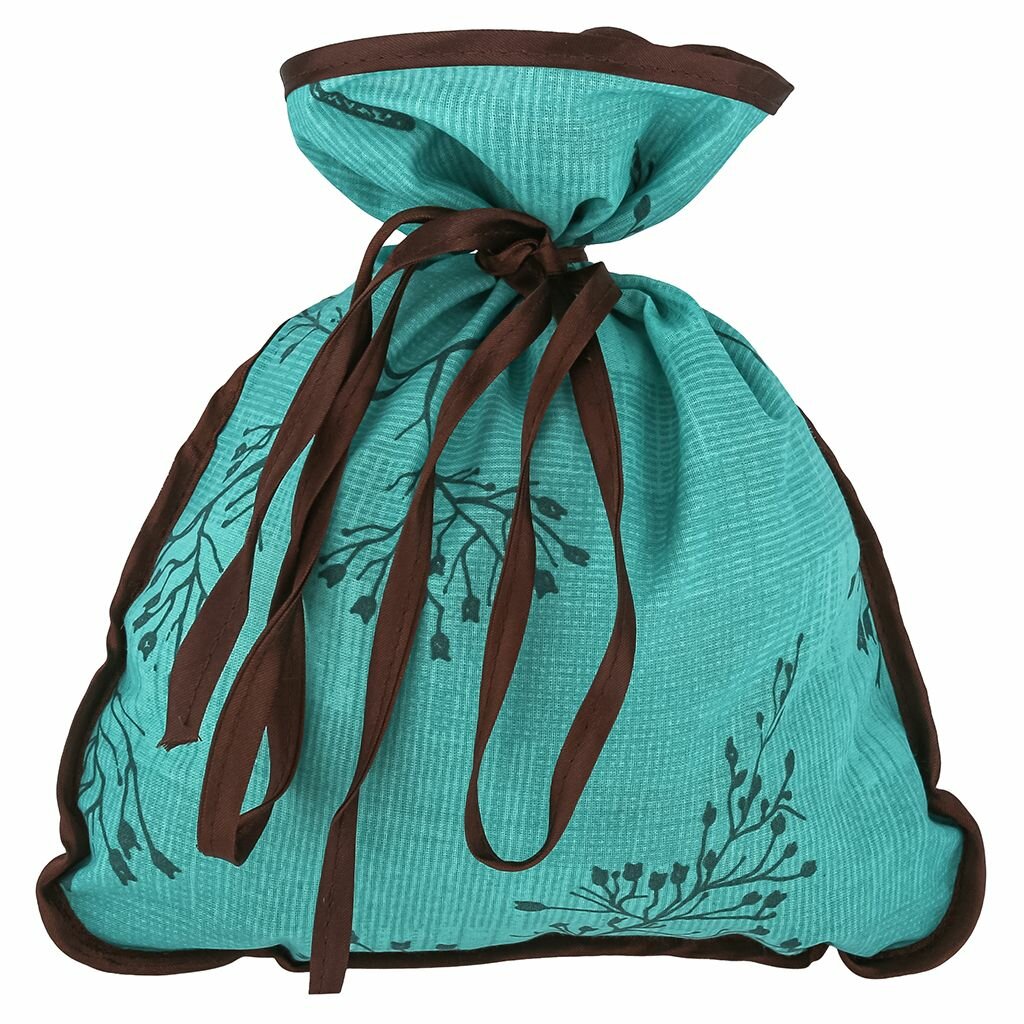 Эко-мешочек Домашняя Мода Ботаника , из хлопка, зеленый, с завязками, 25х30 см (М1-2/3-о)