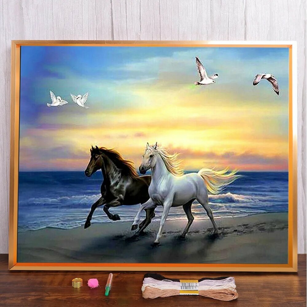 MEIAN Набор для вышивания,40x30CM,14CT, лошадь