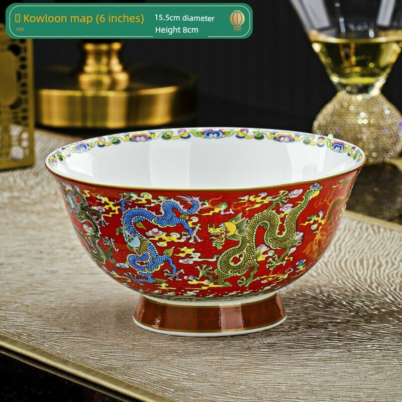 Модель Драконов, костяной фарфор, высоконогое блюдце, 6 дюймов, цвет китайский красный