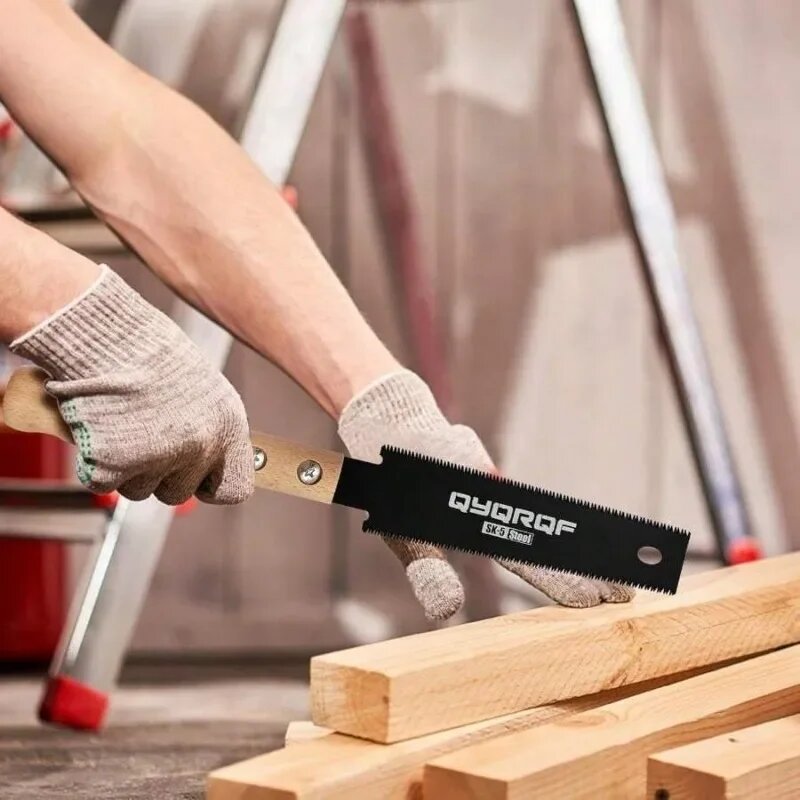 Черная Маленькая Ручная Пила, 6-дюймовая Японская Двусторонняя Пила, 15/17 TPI