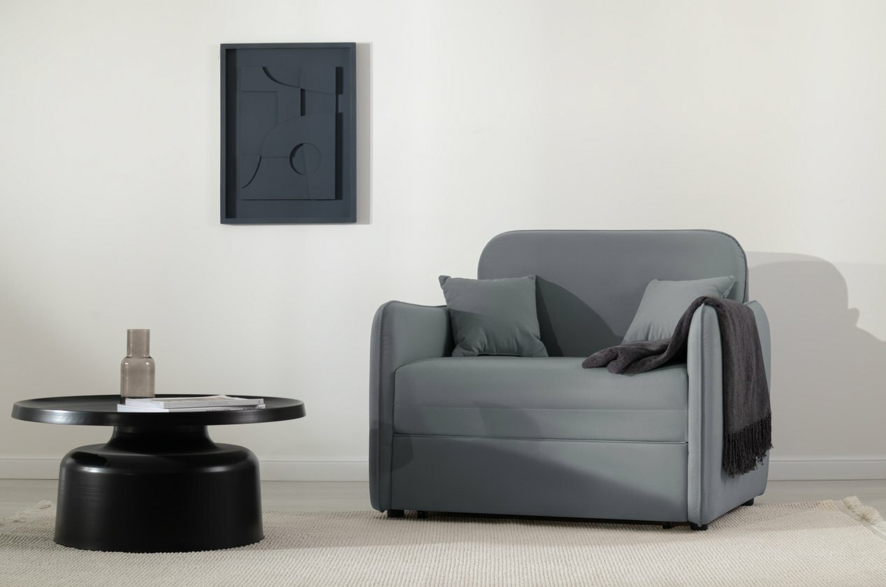 Кресло-кровать Кейсес Velvet Grey, divan.ru, 102x78x87, темно-серый, велюр