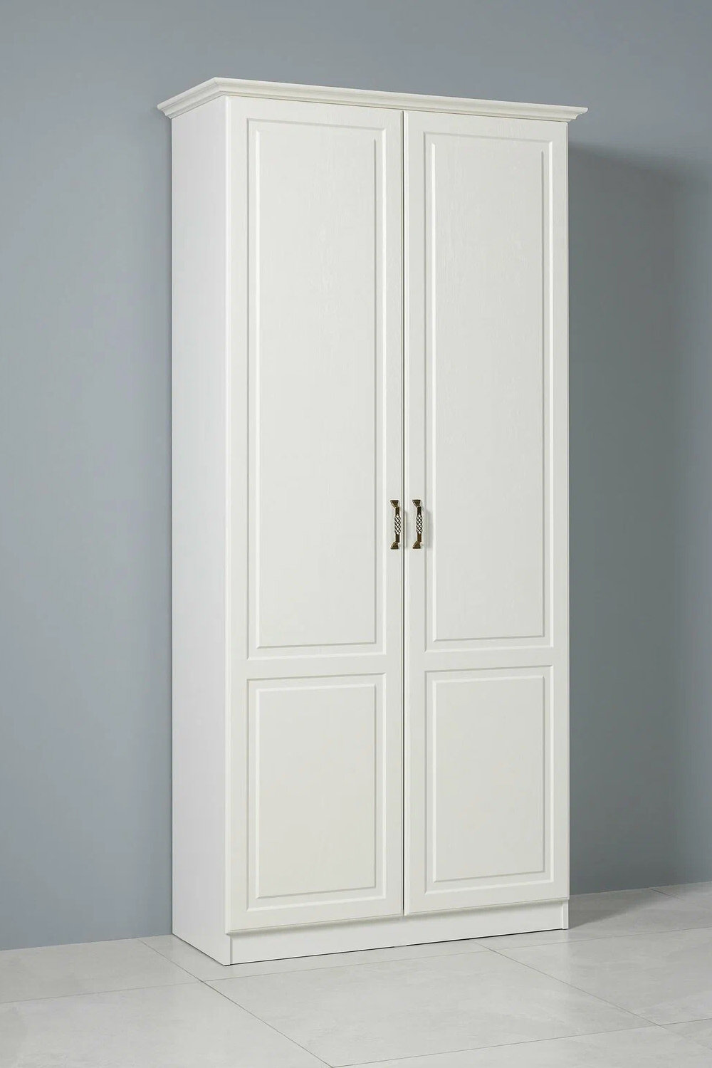 Шкаф для одежды с карнизом Ливерпуль цвет ясень ваниль/белый, ШхГхВ 108,2х43,5х223,5 см, выдвижная штанга