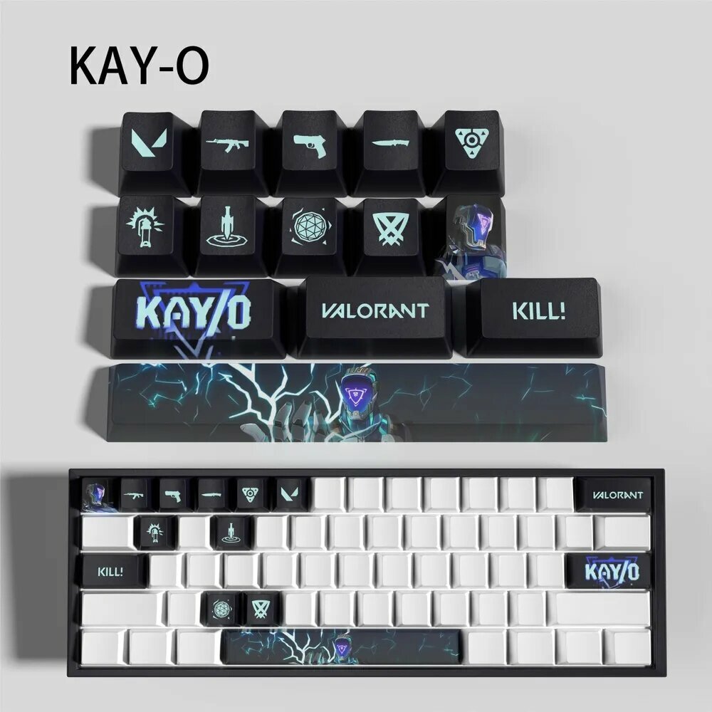 Комплект кейкапов для темы Valorant / PBT Keycaps 14 Клавиш / Кейкапы для механической клавиатуры