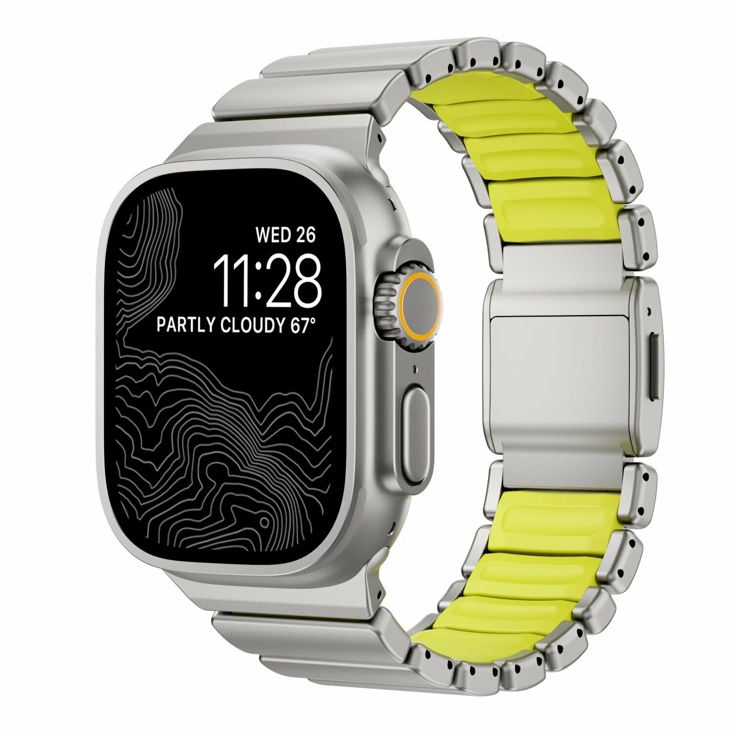 Ремешок для Apple Watch Ultra 3 2 1 49mm, Series 11 10 46mm , Магнитный, Двухкомпонентный (Титановый металл + силикон)