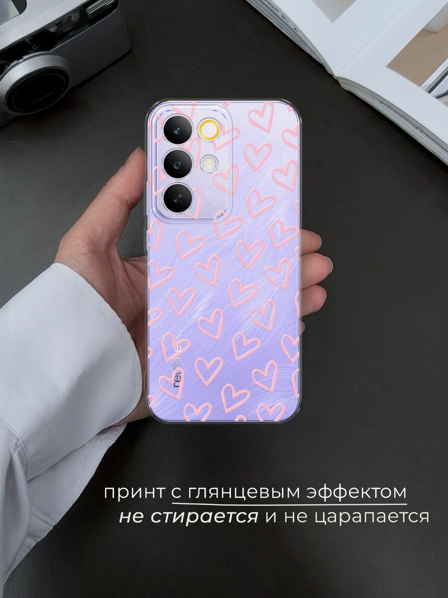 Силиконовый чехол на Realme C85 Pro / Реалми C85 Про с принтом Сердца паттерн — фото 1