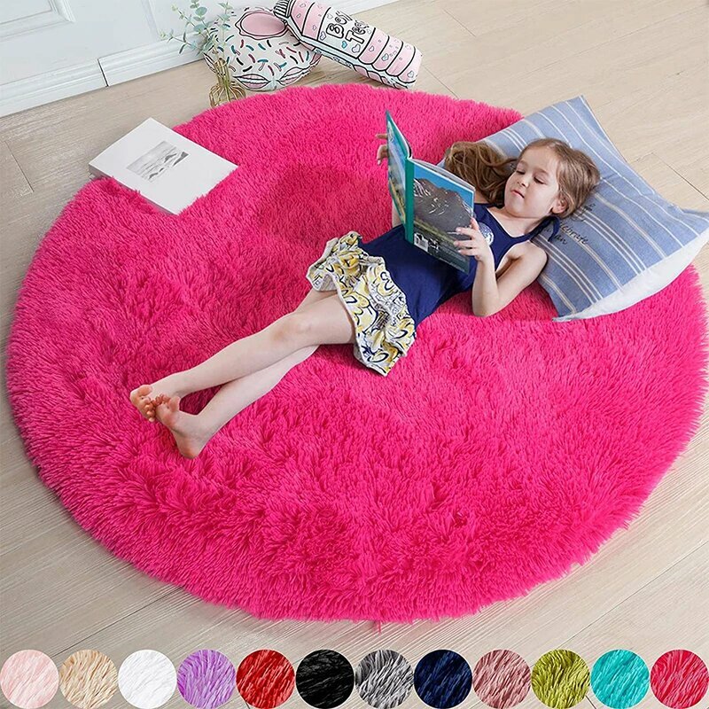 Мягкие белые круглые коврики для девочки Diameter 80cm, Rosed
