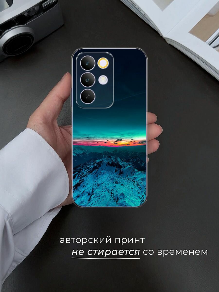 Силиконовый чехол на Realme C85 / Реалми C85 с принтом Закат в горах — фото 1
