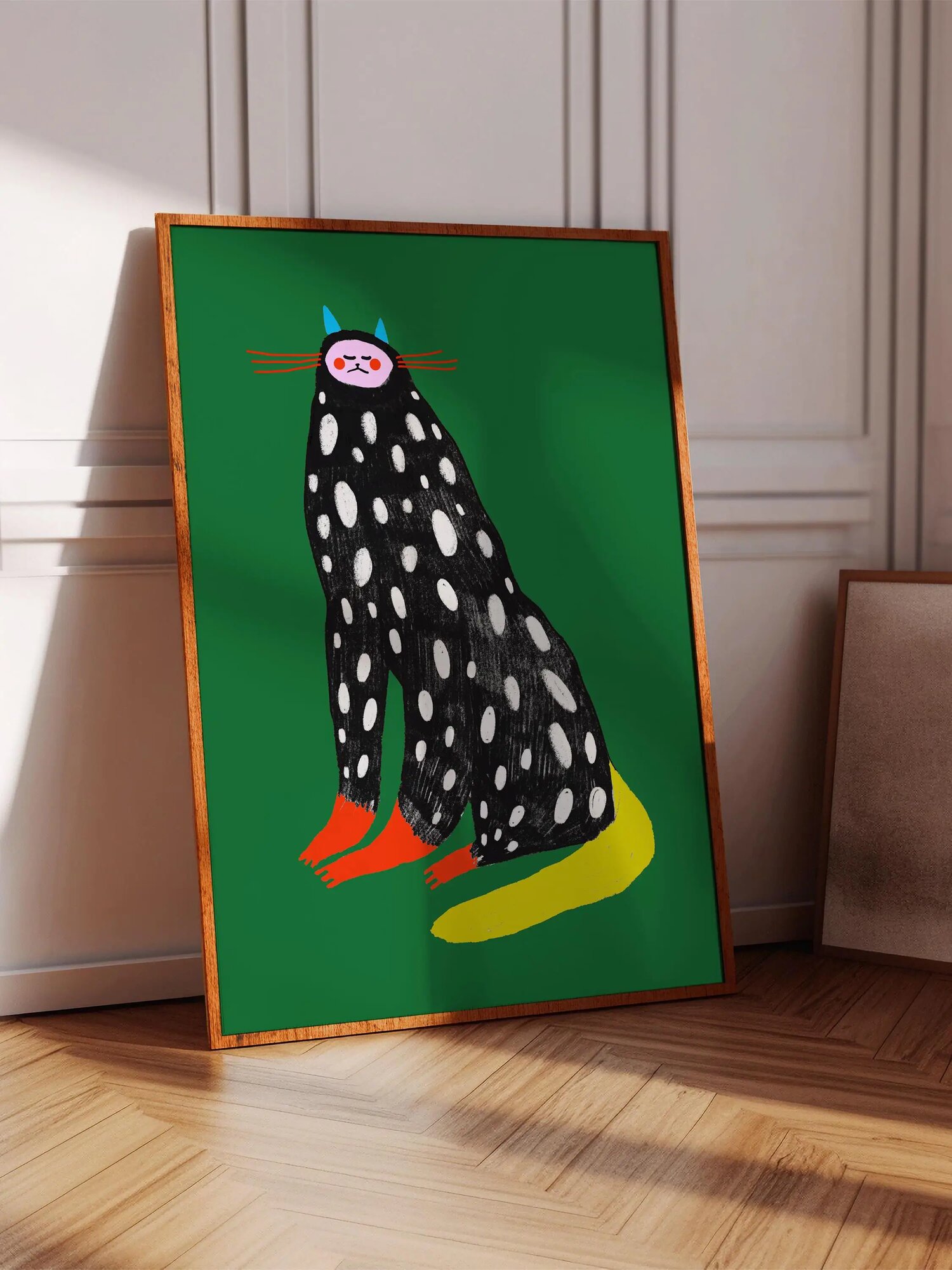 Художественный постер с абстрактными кошками Желтый, 50x70cm no frame