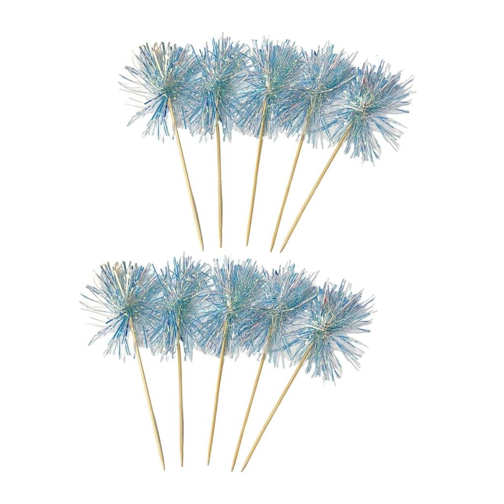 Цветные конфетти на деревянных шпажках для торта, 10 шт, Синий