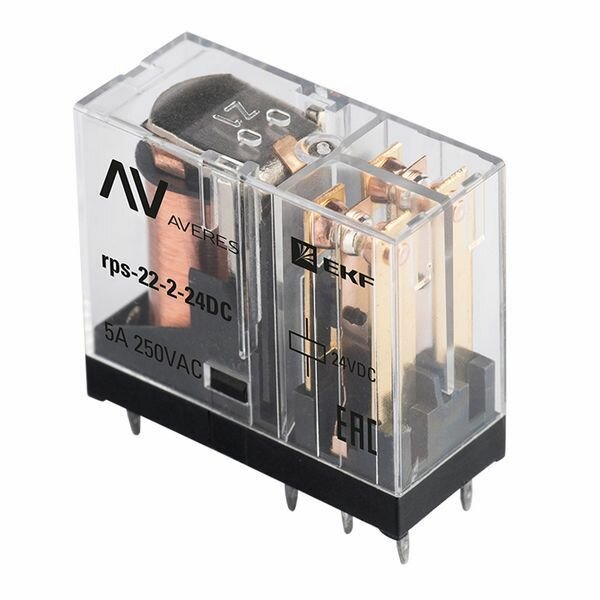 Реле промежуточное EKF AVERES, двойной контакт, 5 А, IP40