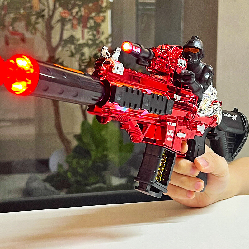 Игрушечная винтовка M416 с распылителем для детей электрический автомат с выдвижным стволом, вибрацией, светом и