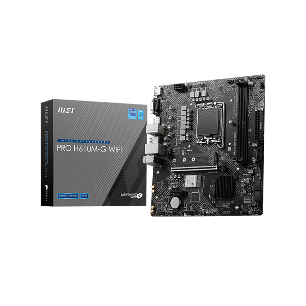 Материнская плата MSI PRO H610M-G WIFI, LGA1700, Intel H610, Micro-ATX, RTL (PRO H610M-G WIFI)