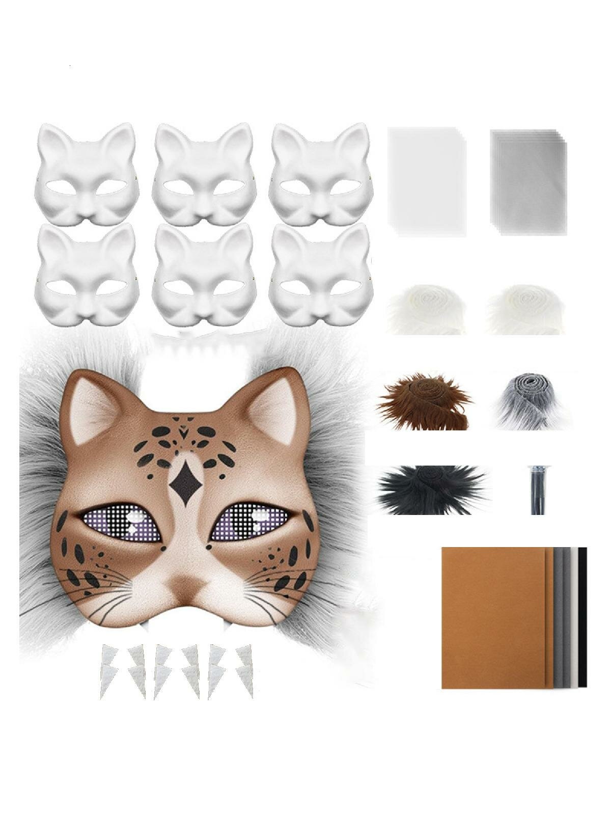 Маска кота без росписи, набор из 42 предметов 4