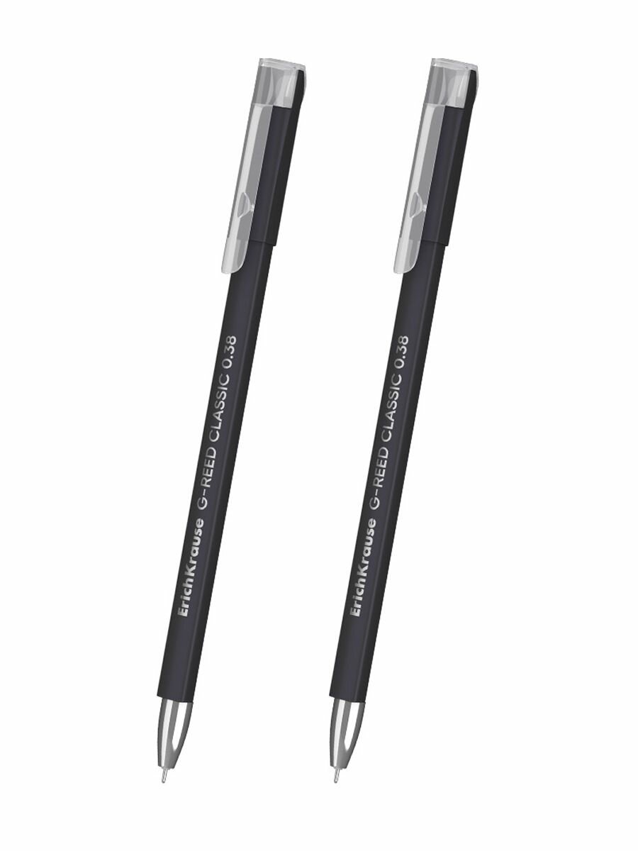 Ручка гелевая Erich Krause "G-Reed Stick Classic", набор 2 штуки, черные чернила, 0.38мм, игла