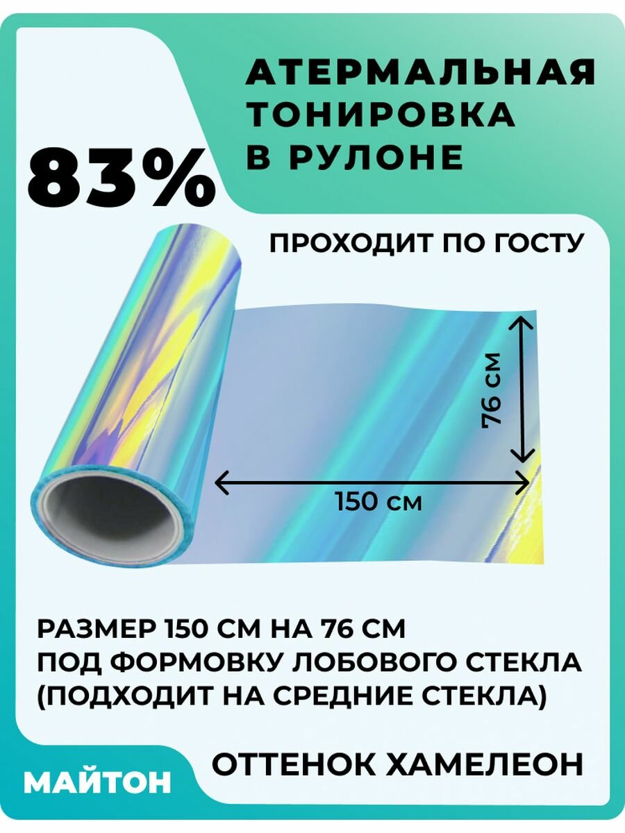 Атермальная тонировка Хамелеон 80% оттенок сине-фиолетовый. Размер под формовку лобового стекла 150 см * 76 см.