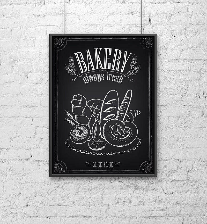 Постер для интерьера на стену (30х40 см). Рисунок выпечки мелом / постеры картины для интерьера, постеры для интерьера, постер на стену, картина на стену, картина на кухню, плакат, декор и интерьер