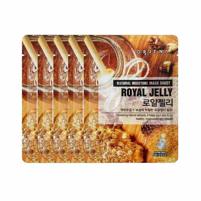 ORJENA Тканевая маска для лица с маточным молочком Natural Moisture Mask Sheet Royal Jelly (5 шт)