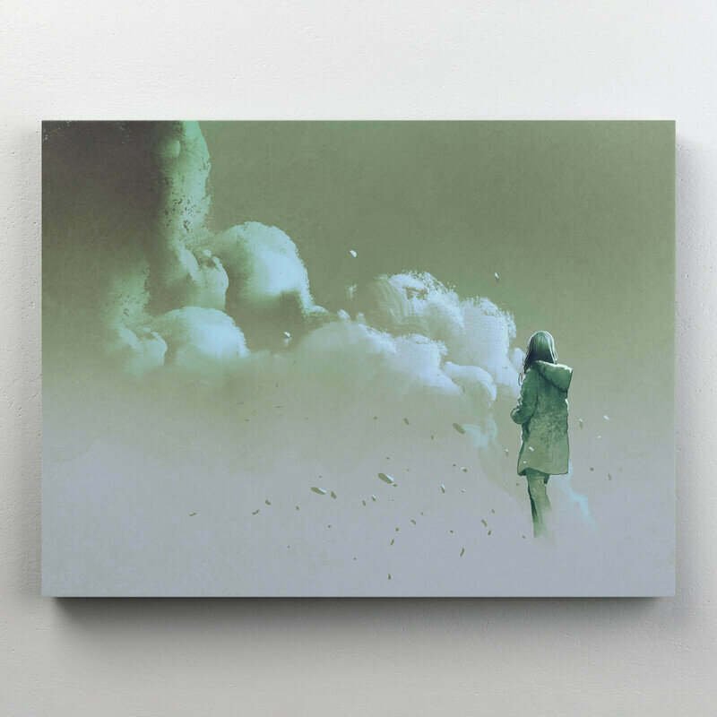 Интерьерная картина на холсте "Девушка в облаках - арт" размер 30x22 см