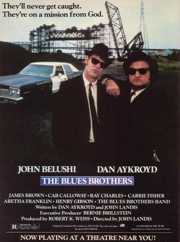Плакат, постер Братья Блюз (The Blues Brothers), Джон Лэндис на холсте, размер 42х60см