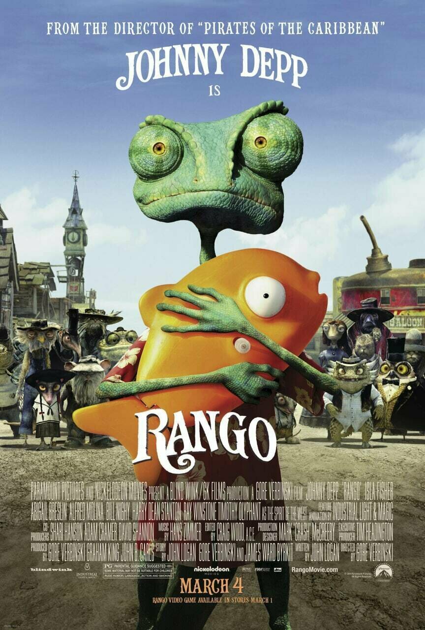 Плакат, постер Ранго (Rango, 2011г) на бумаге, размер 21х30см