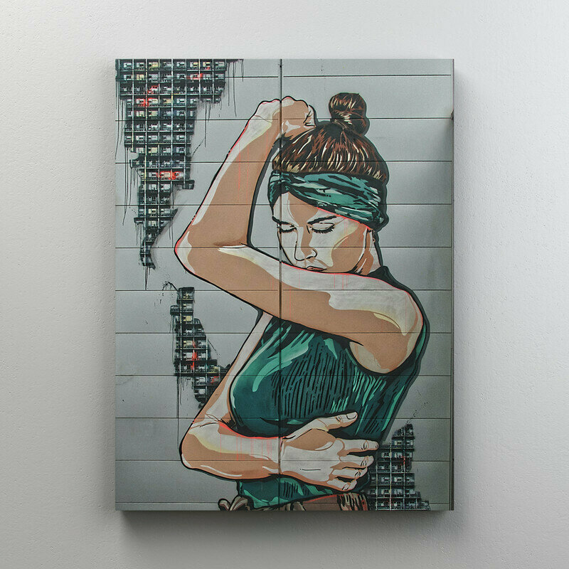 Интерьерная картина на холсте "Граффити - красивая девушка", размер 30x40 см