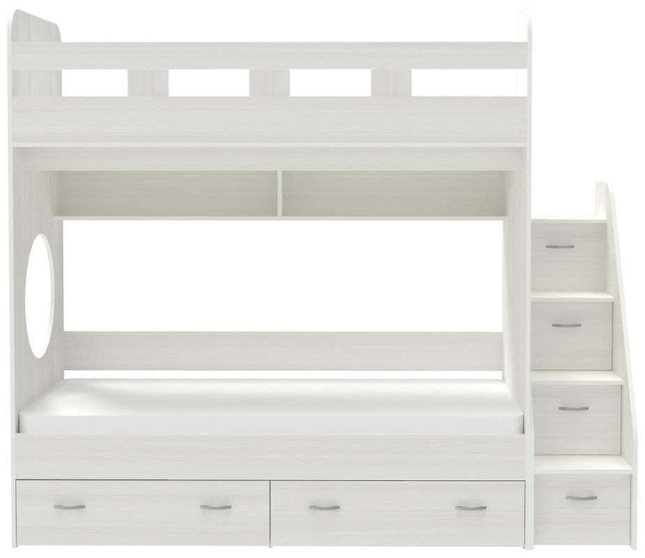 Двухъярусная кровать Юниор 1 90x200 Белое Дерево Белое Дерево