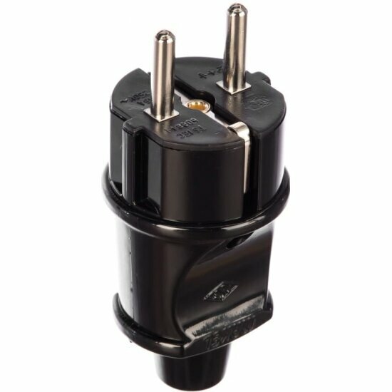 Вилка электрическая Makel с заземл. черн, 10052