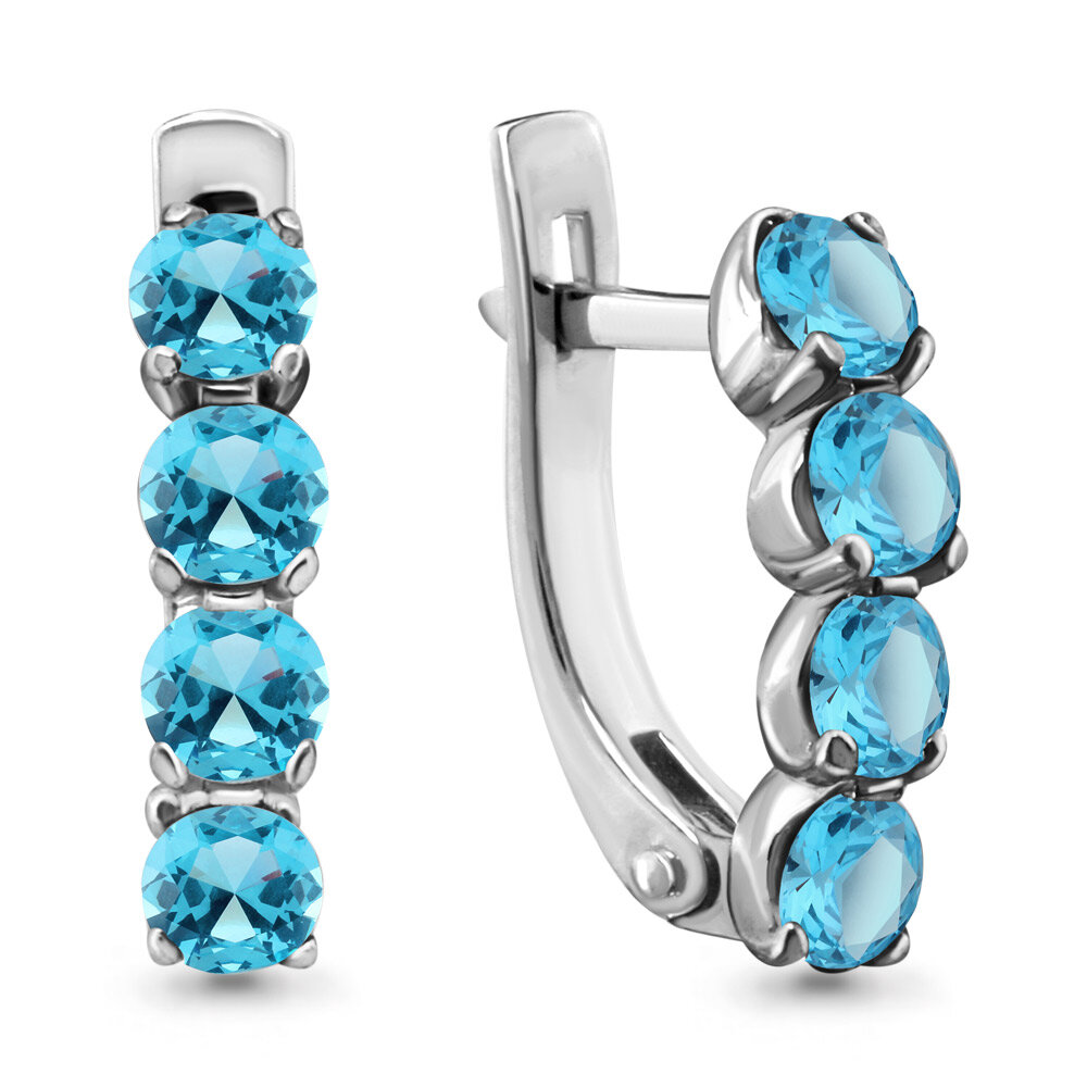 Серьги, серебро, 925 проба, топаз