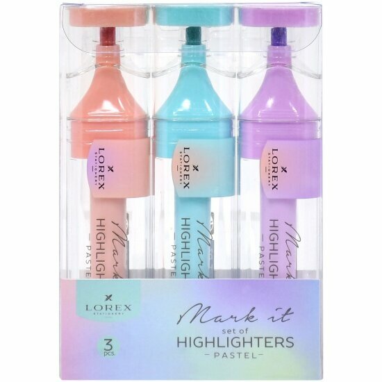 Набор текст марк Lorex Mark it PASTEL 1 5 мм ассорти пастель скошенный прозрачный корпус 3 шт