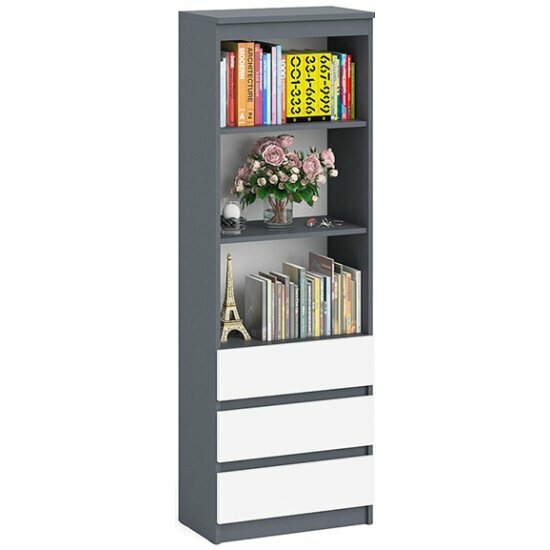 Стеллаж Свк Мори МСТ600.3, цвет графит/белый, ШхГхВ 60,4х35,4х179,6 см.