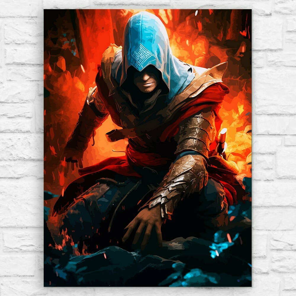 Картина по номерам на холсте игра Assassin's Creed (Ассассин, PS, PC, XBOX SWITCH) - 12586 В 30x40
