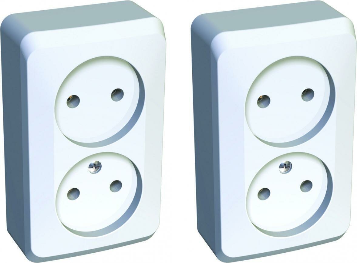 Розетка двойная Schneider Electric Этюд для открытой проводки белая (комплект из 2 шт.)
