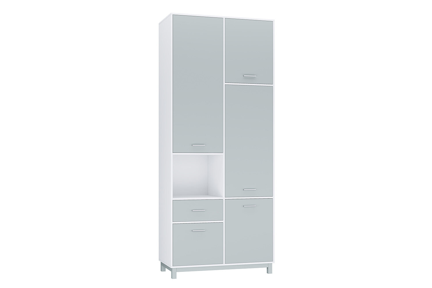 Шкаф двухсекционный POLINI kids Mirum, для одежды, 100,6х240х50 см, напольный, ЛДСП, цвет белый, серый