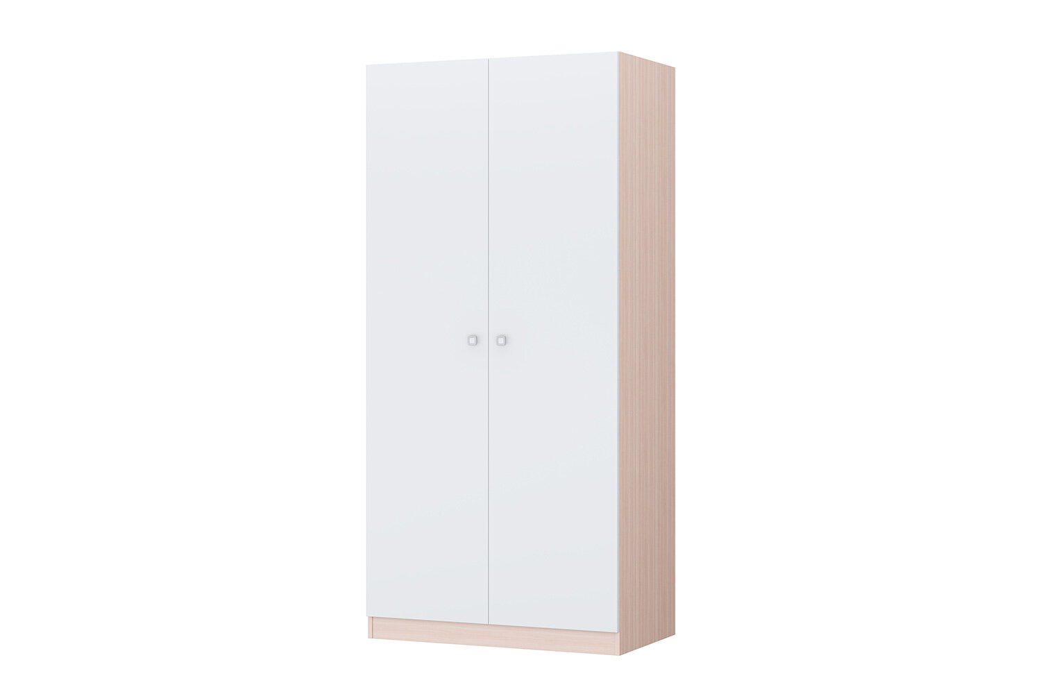 Шкаф двухсекционный POLINI kids Simple, для одежды, 89,9х190х50 см, напольный, ЛДСП, цвет белый, дуб пастельный