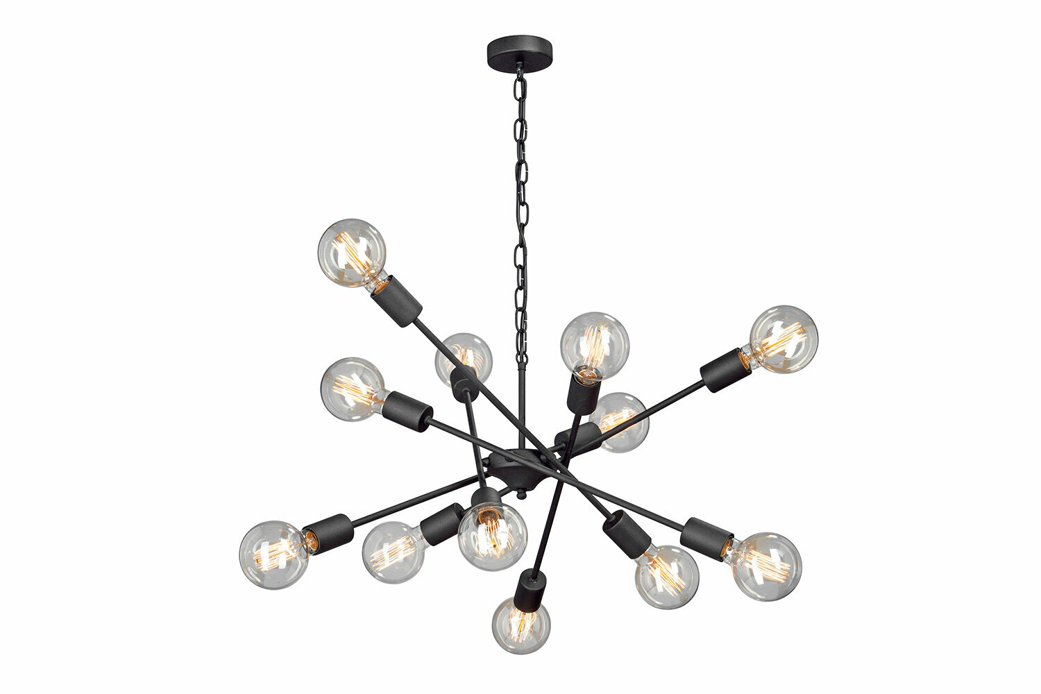 Люстра потолочная VITALUCE Салют, 74x80x74 см, E27, чёрный матовый