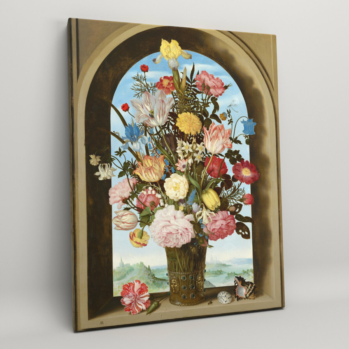 Картина на холсте (интерьерный постер) "Репродукция - Цветы - Амброзиус Босхарт" живопись, с деревянным подрамником, размер 30х40 см