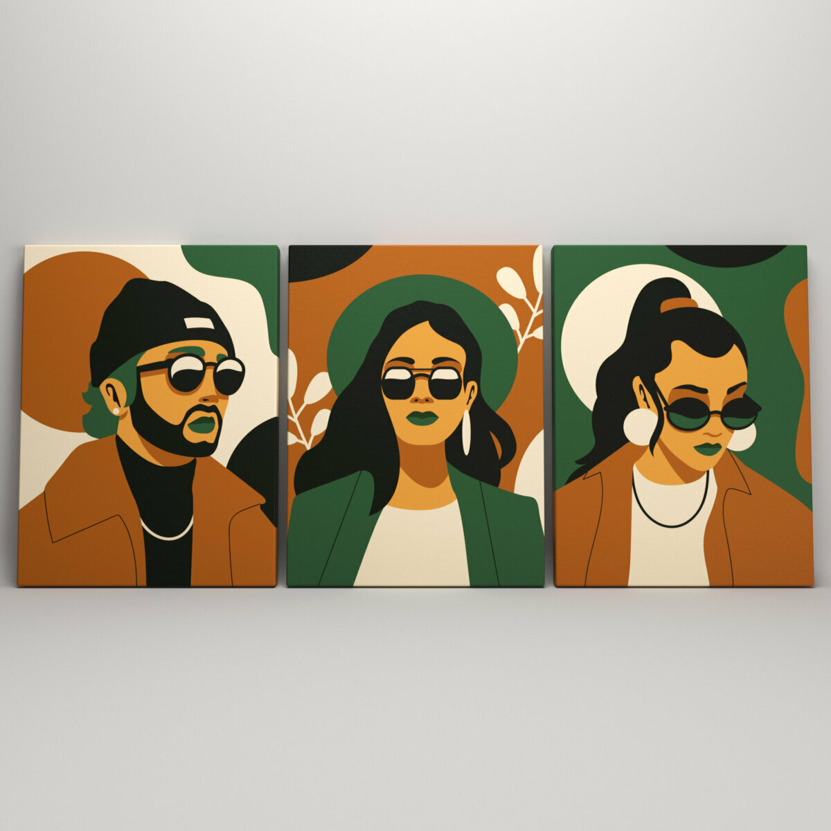 Набор картин на холсте (коллекция интерьерных постеров) триптих "Модная молодежь", с деревянным подрамником, размер 30х40 см, 3 шт.