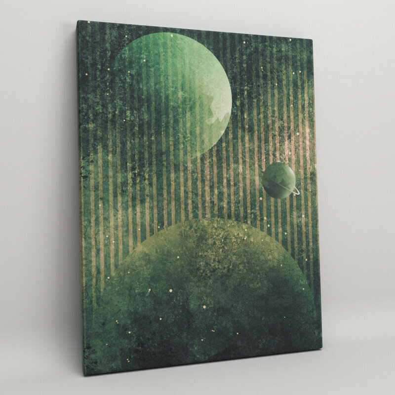 Картина на холсте (интерьерный постер) "Парад планет", с деревянным подрамником, размер 22x30 см