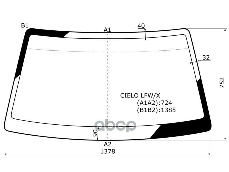 Стекло лобовое Daewoo Nexia 94-16 / LeMans 86-93 XYG арт. CIELO LFW/X
